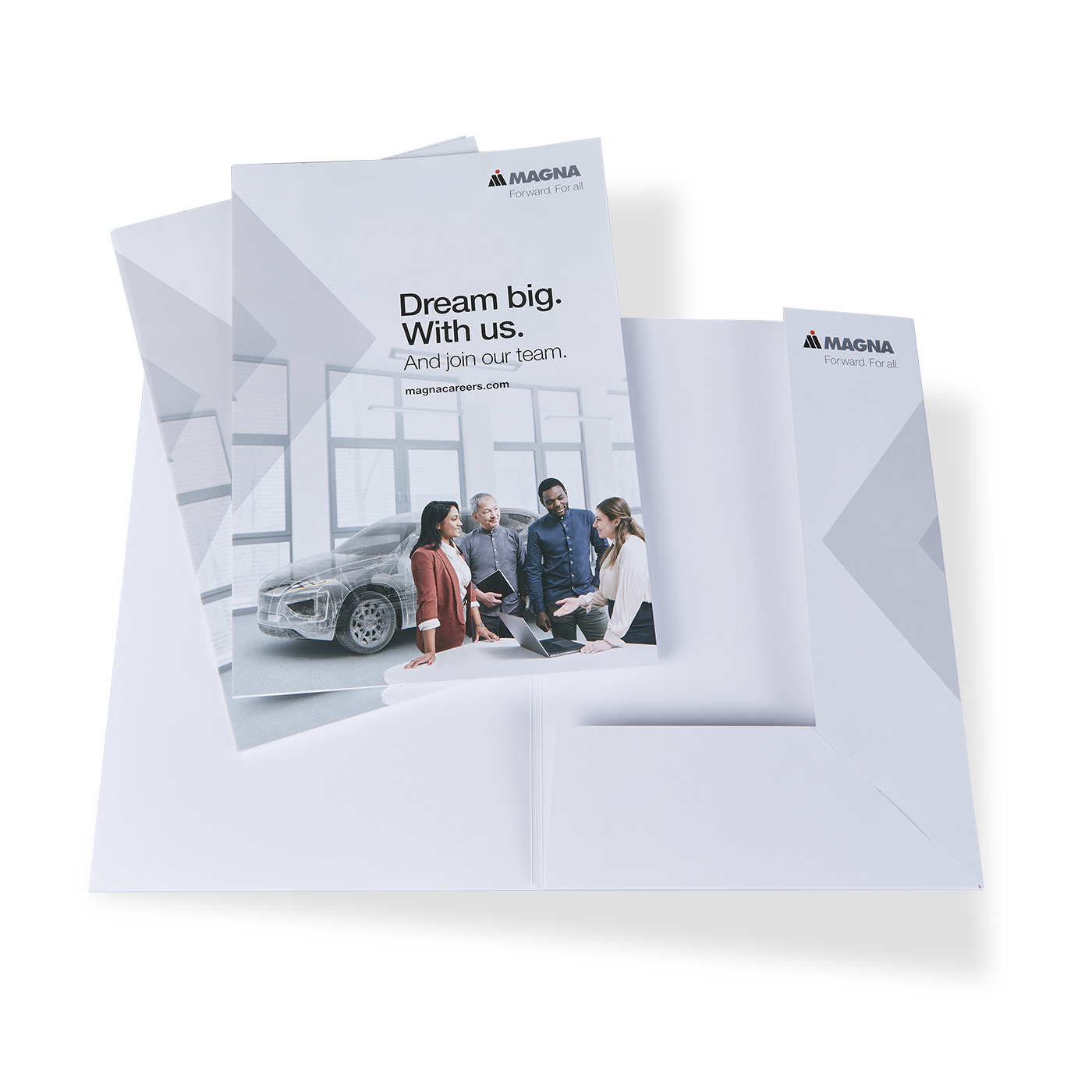 A4-Mappe, weiß "Dream big.With us.": Unsere Kategorien - Büro